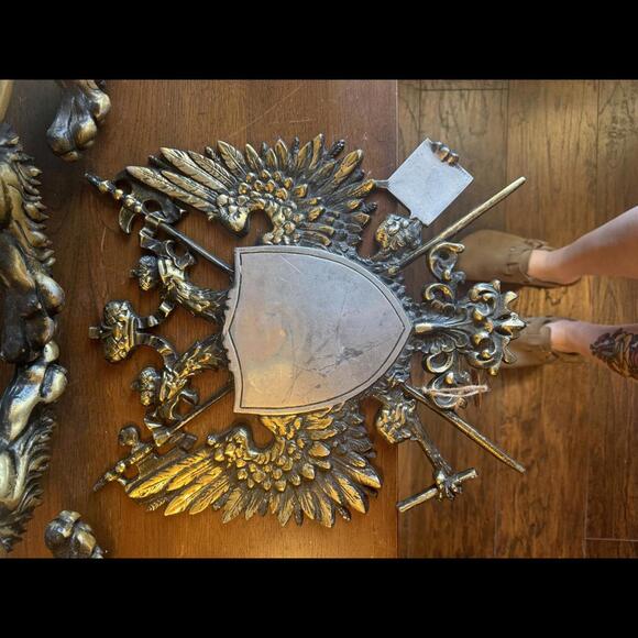 Other | Vintage Bronze Crowned Britannic Rampant Lion Wall Plaques ...